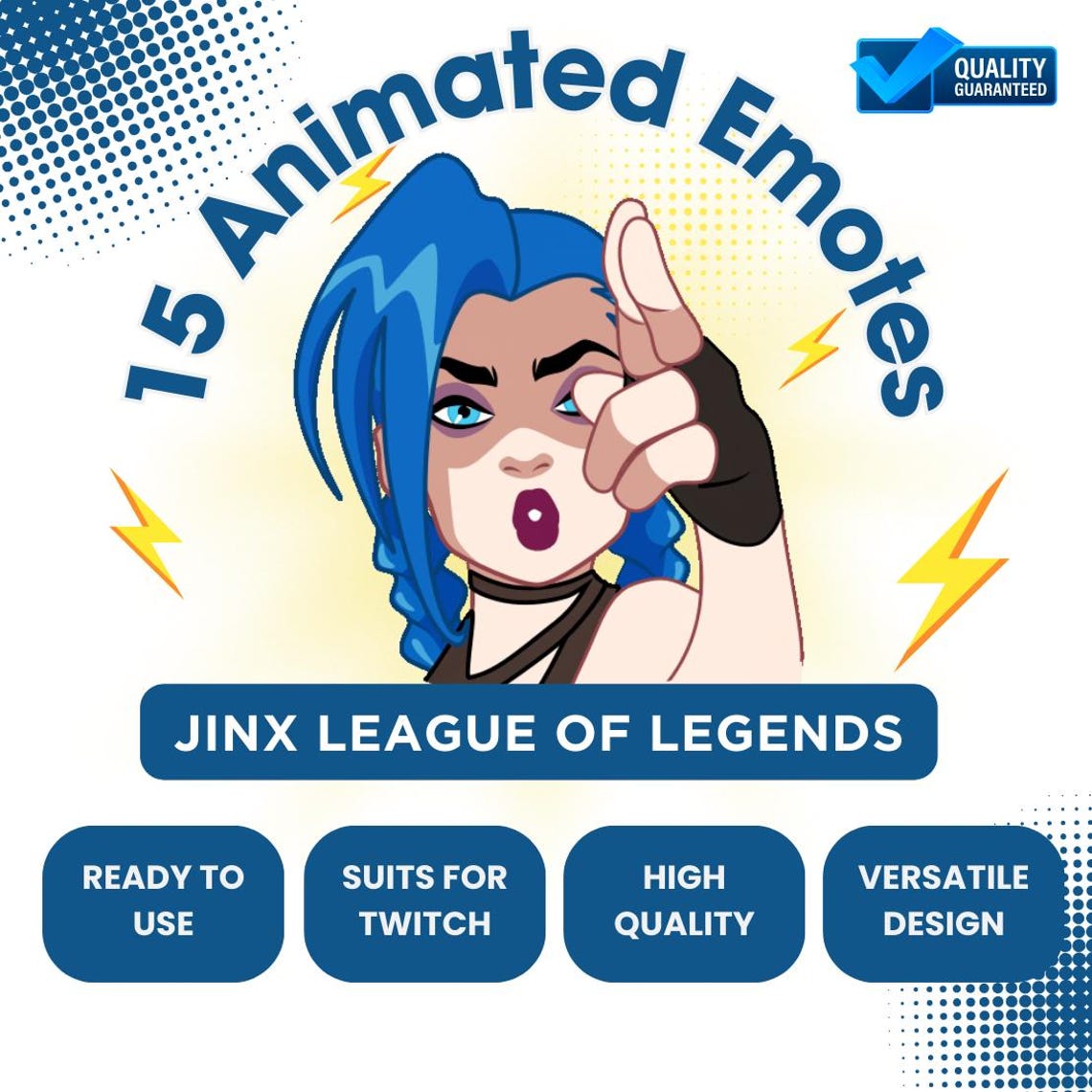 15 Jinx League of Legends Animated Emotes Pack, Transparent GIF Ready ...