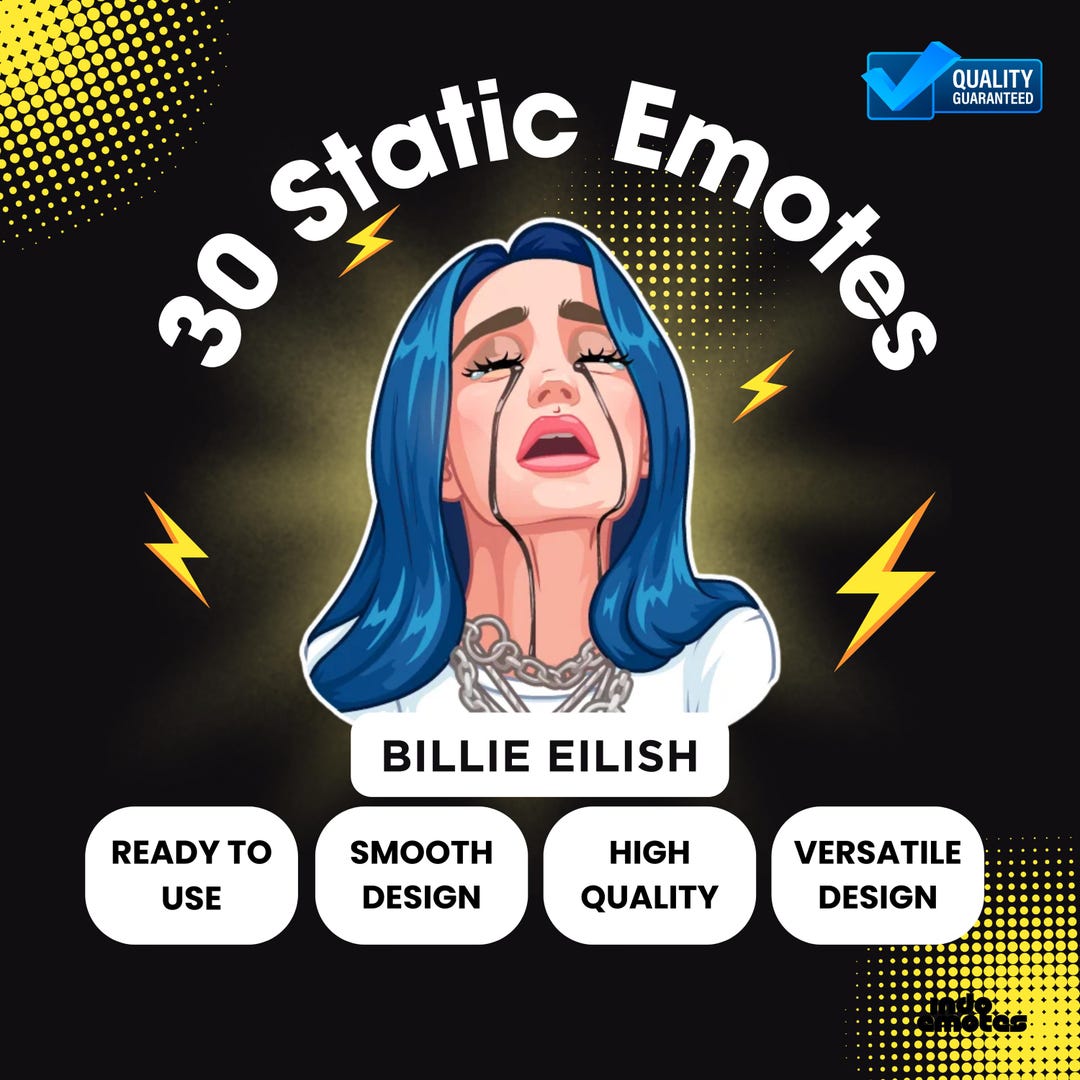 30 Billie Eilish Static Emotes Pack, Transparent PNG Ready to Use ...