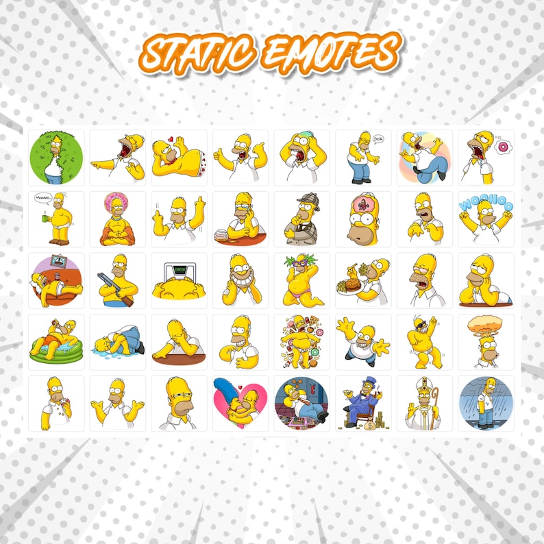 40 Homer Simpson Static Emotes Pack, Transparent PNG Ready to Use ...
