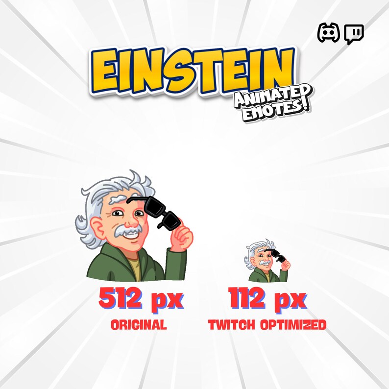 20 Albert Einstein Animated Emotes Pack, Transparent GIF Ready to Use ...