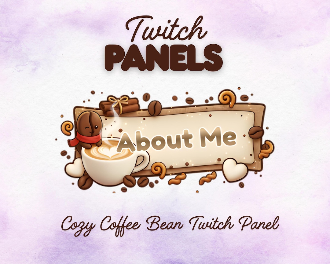 Cozy Coffee Bean Twitch Panels | Lofi Cafe Streamer Graphics (PNG) - Etsy
