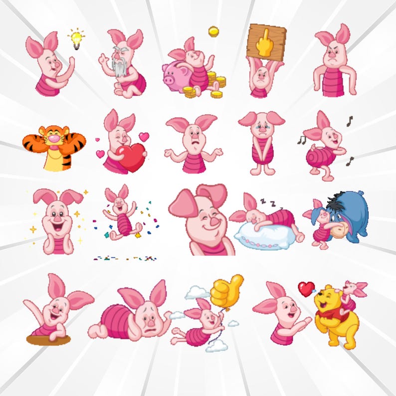 20 Disney Piglet Animated Emotes Pack, Transparent GIF Ready to Use ...