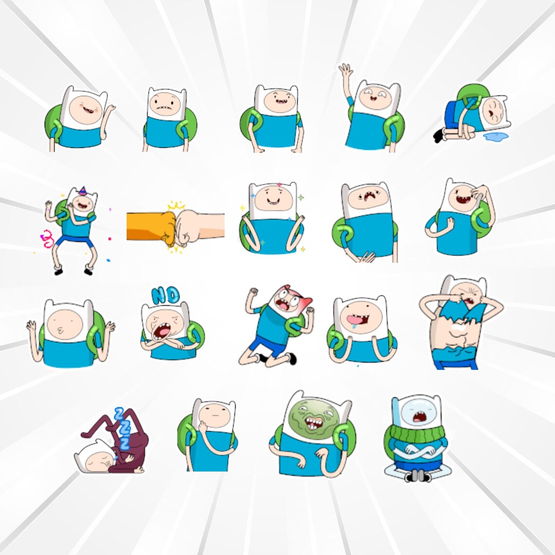 19 Finn Adventure Time Animated Emotes Pack, Transparent GIF Ready to ...