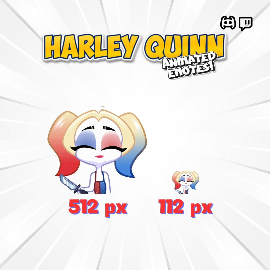 25 Harley Quinn Animated Emotes Pack, Transparent GIF Ready to Use ...