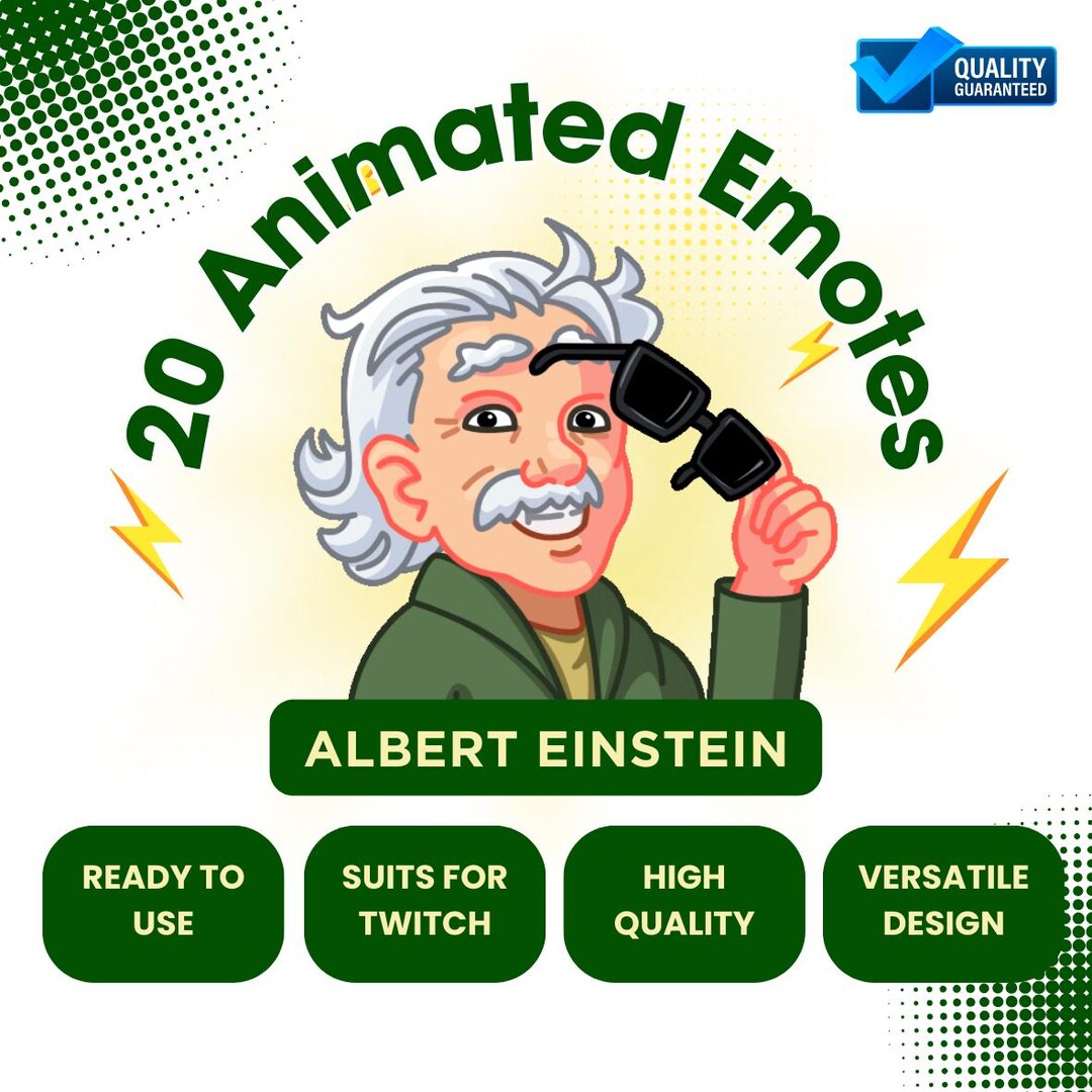 20 Albert Einstein Animated Emotes Pack, Transparent GIF Ready to Use ...