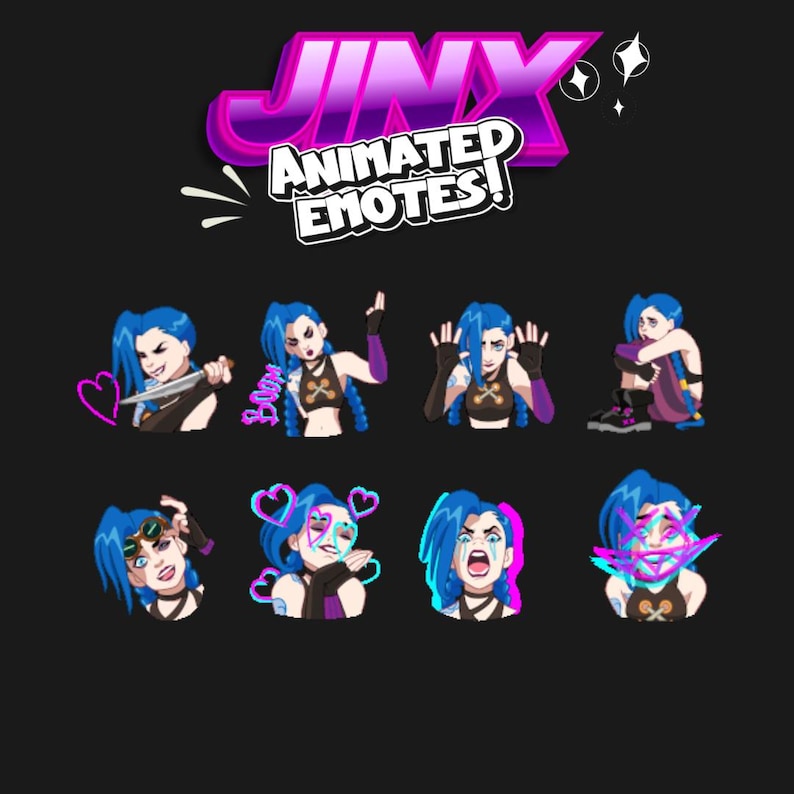 Animated Jynxx Emotes Pack: Blue Chaos Punk Girl, Twitch Streamer - Etsy