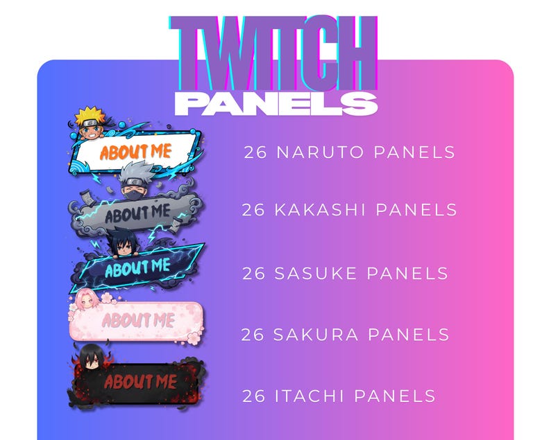 Anime Naru Twitch Panels Mega Pack – 130 Panels | 5 Themes - Etsy