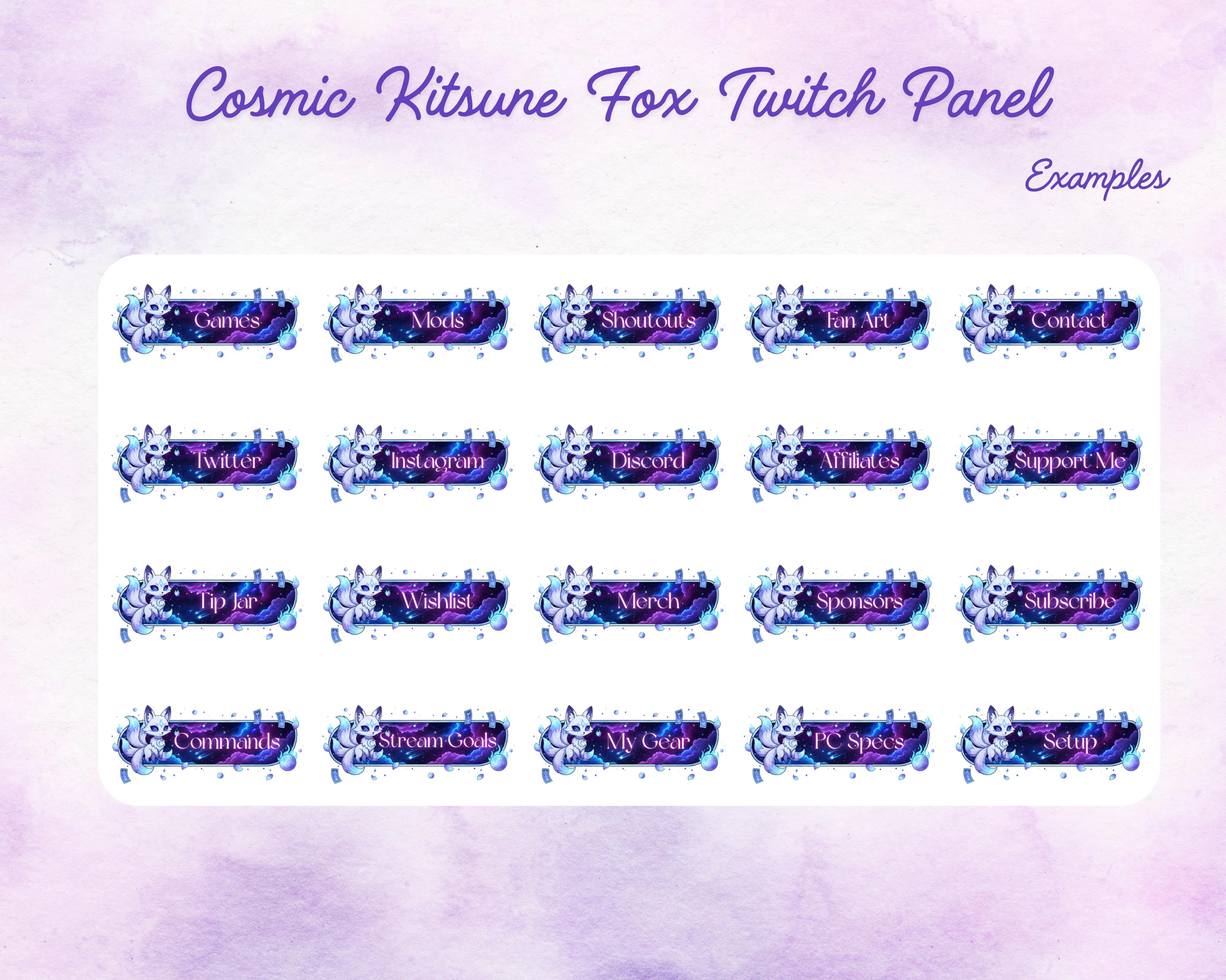 Cosmic Kitsune Fox Twitch Panel | Galaxy Fantasy Streamer Graphics ...