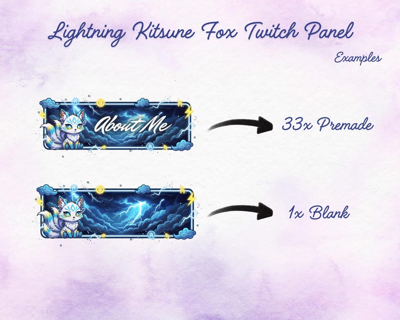 Lightning Kitsune Fox Twitch Panel | Storm Power Streamer Graphics ...