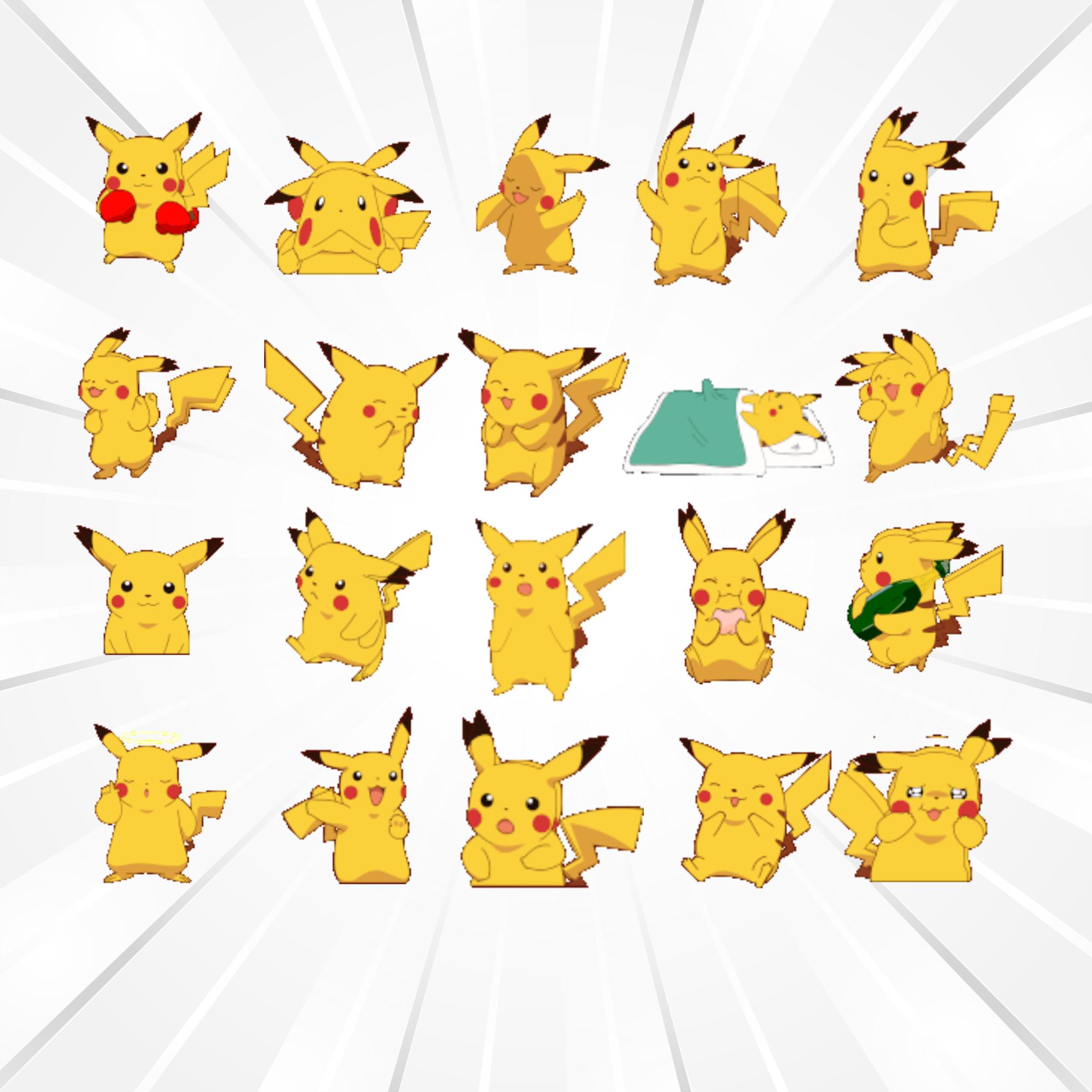 20 Pikachu Animated Emotes Pack, Transparent GIF Ready to Use | Twitch ...
