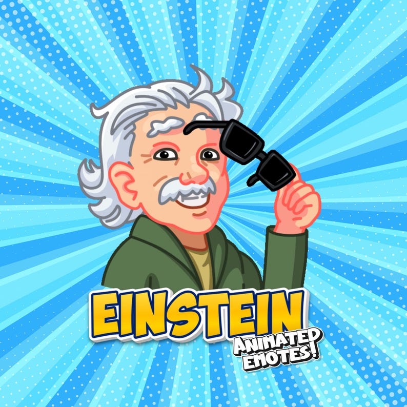 20 Albert Einstein Animated Emotes Pack, Transparent GIF Ready to Use ...