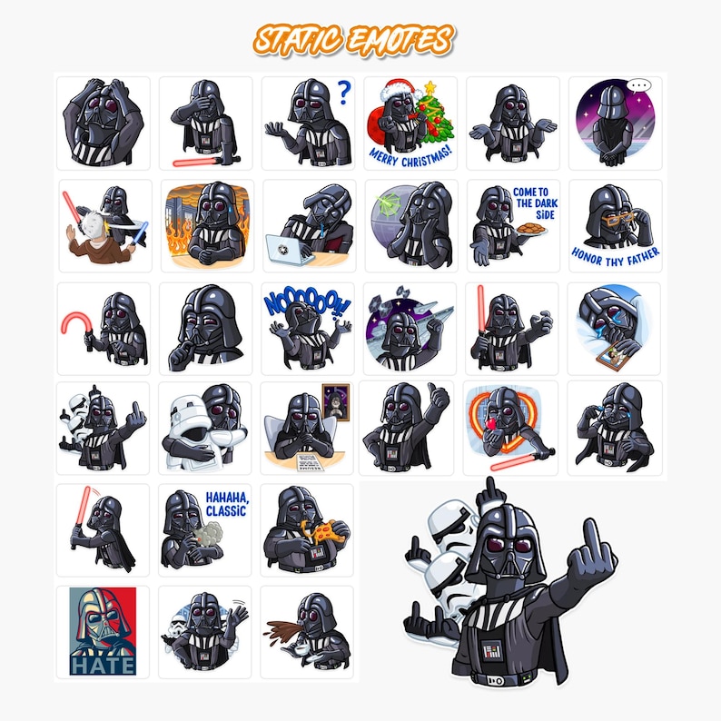 30 Darth Vader Starwars Static Emotes Pack, Transparent PNG Ready to ...