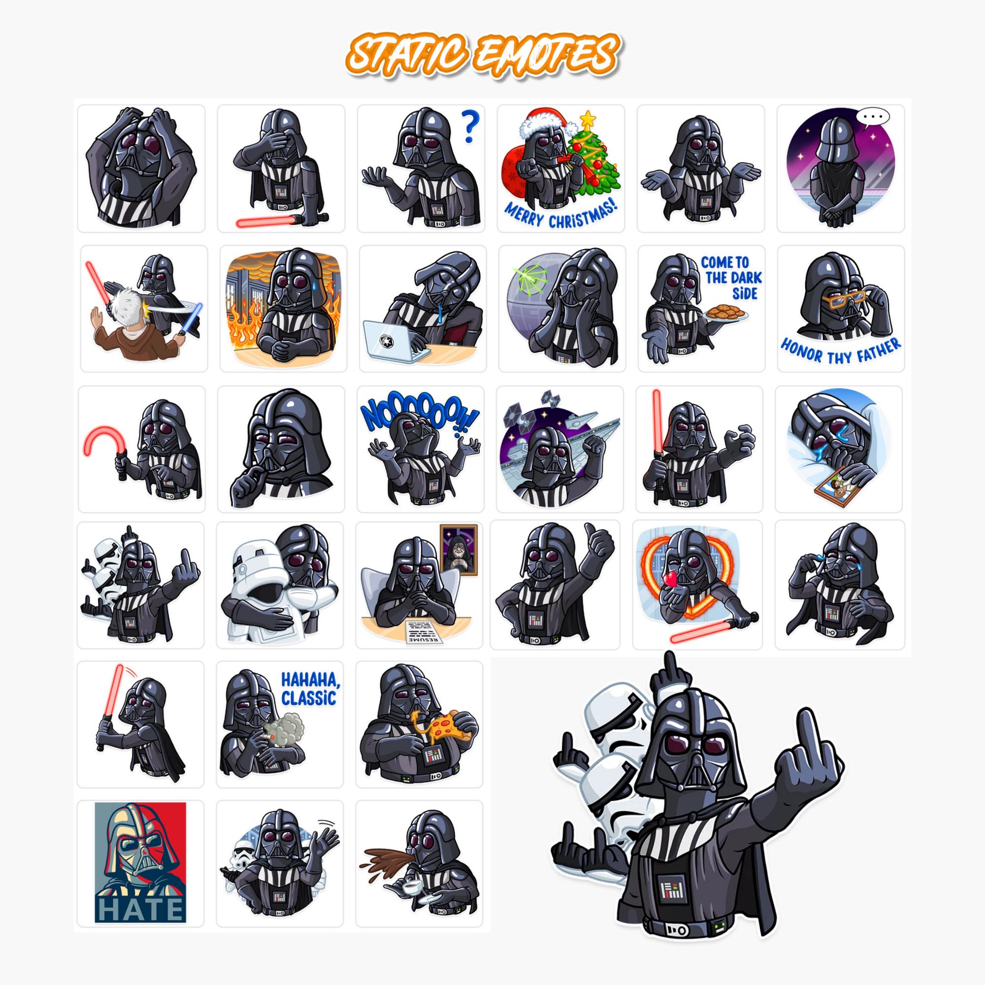 Dark Vador Static Emotes Pack: Twitch Streamer PNG (instant Download ...