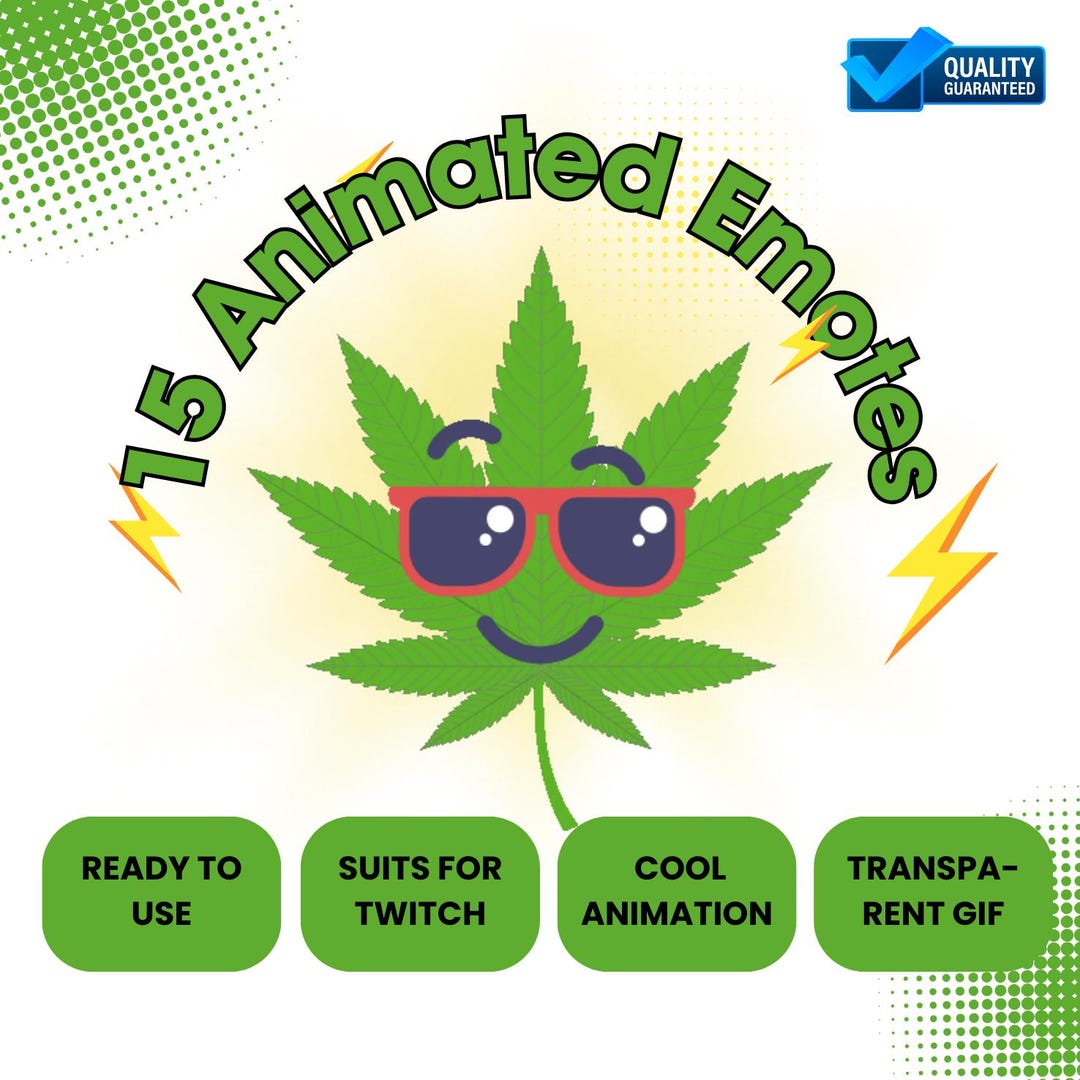 15 Weed Animated Emotes Pack, Transparent GIF Ready to Use | Twitch ...