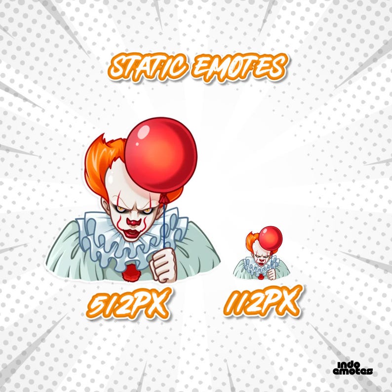 25 Pennywise IT Static Emotes Pack, Transparent PNG Ready to Use Twitch ...