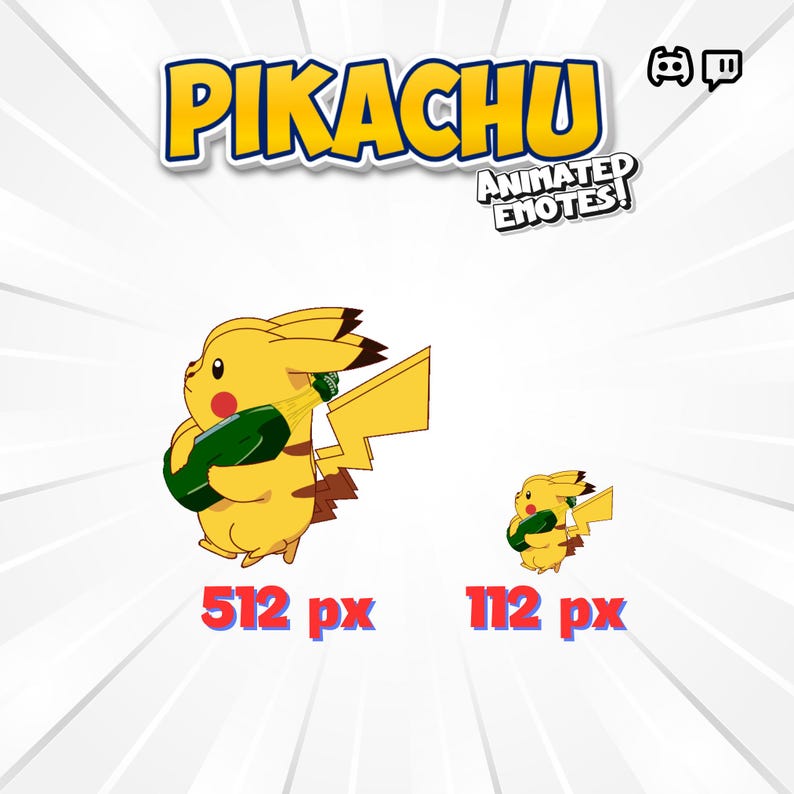 20 Pikachu Animated Emotes Pack, Transparent GIF Ready to Use Twitch ...