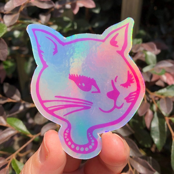 Winking Kitty Prism Sticker Sexy Cat New Vending Retro Style - Etsy Canada