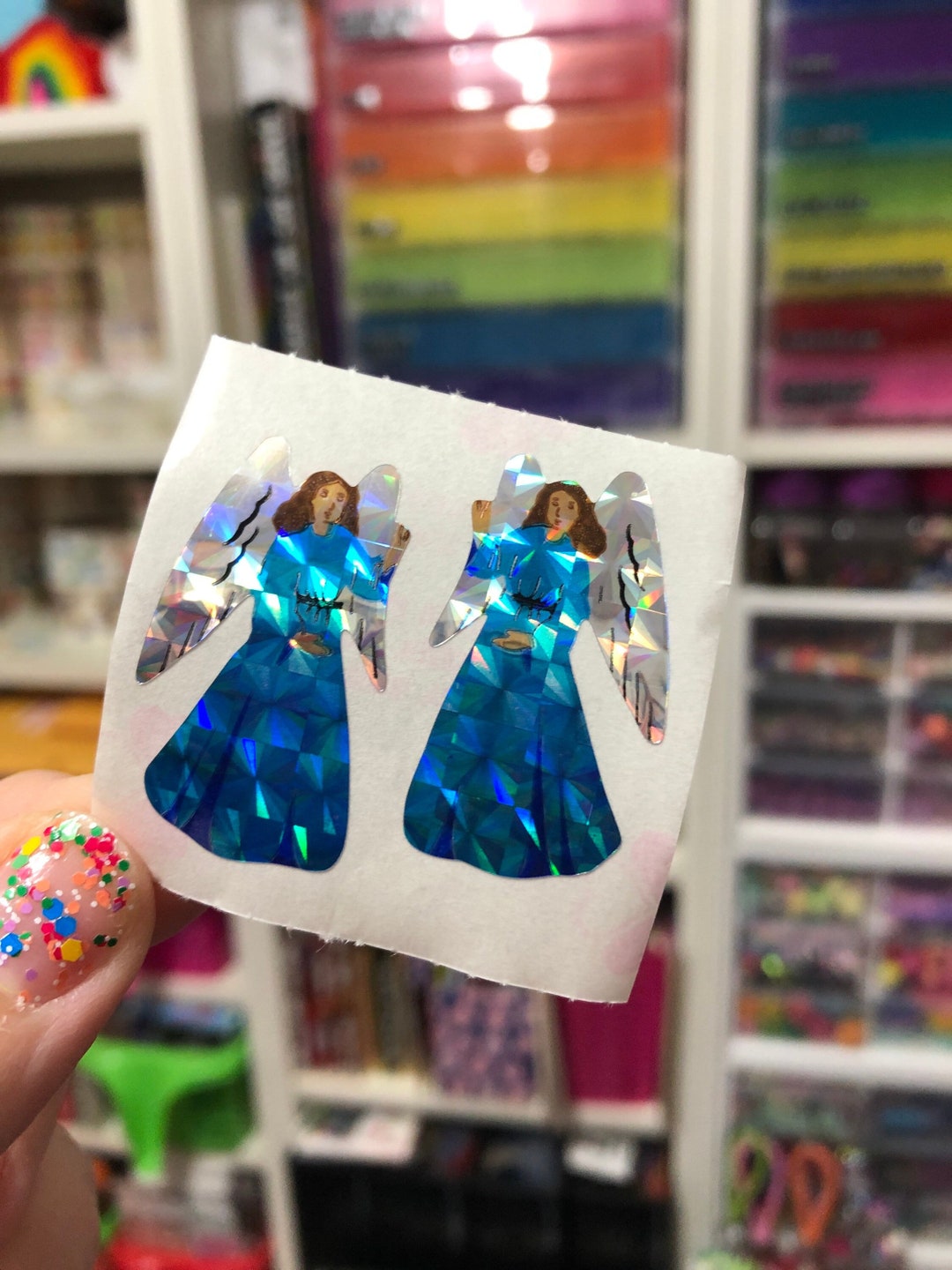 Vintage Sparkle Prismatic Angel Stickers Great 7 Seven - Etsy
