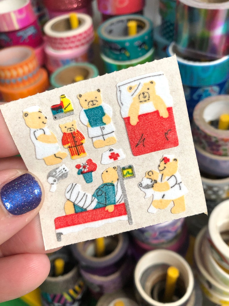 Vintage Fuzzy Teddy Bear Hospital Doctor Nurse Stickers - Etsy
