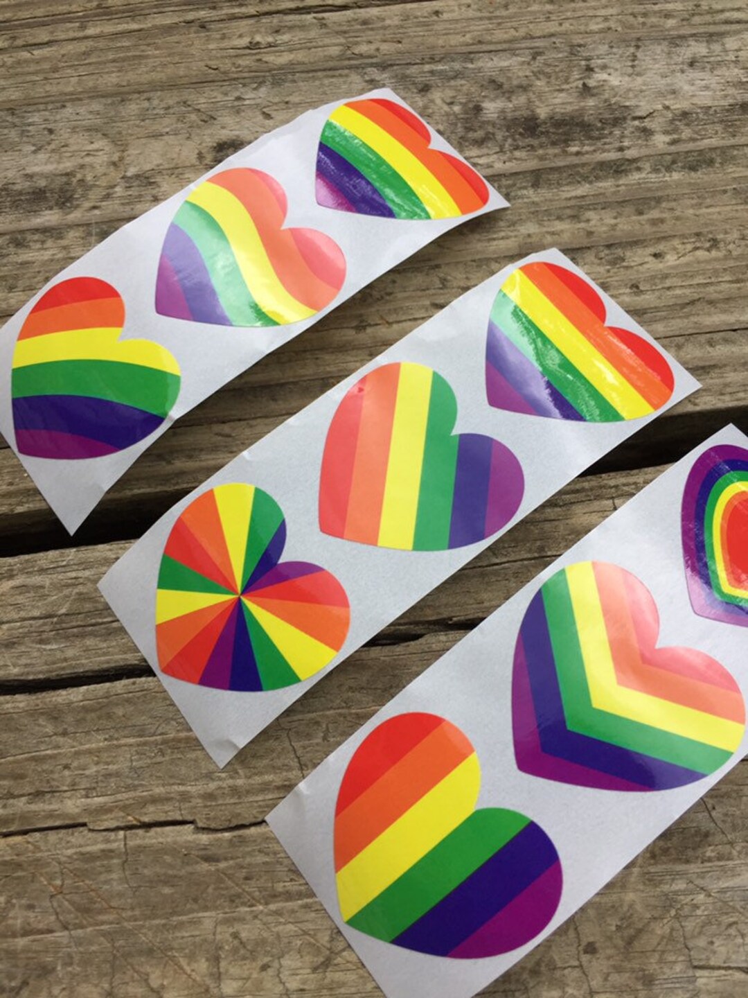 Set of 9 Retro Rainbow Heart Stickers - Etsy
