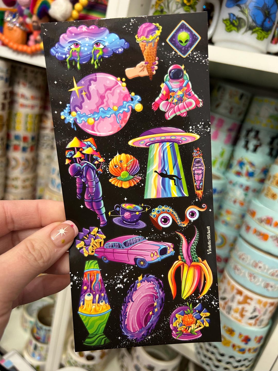 Space Neon Galaxy Alien Astronaut Trippy Lava Lamp Stickers Sheet - Etsy