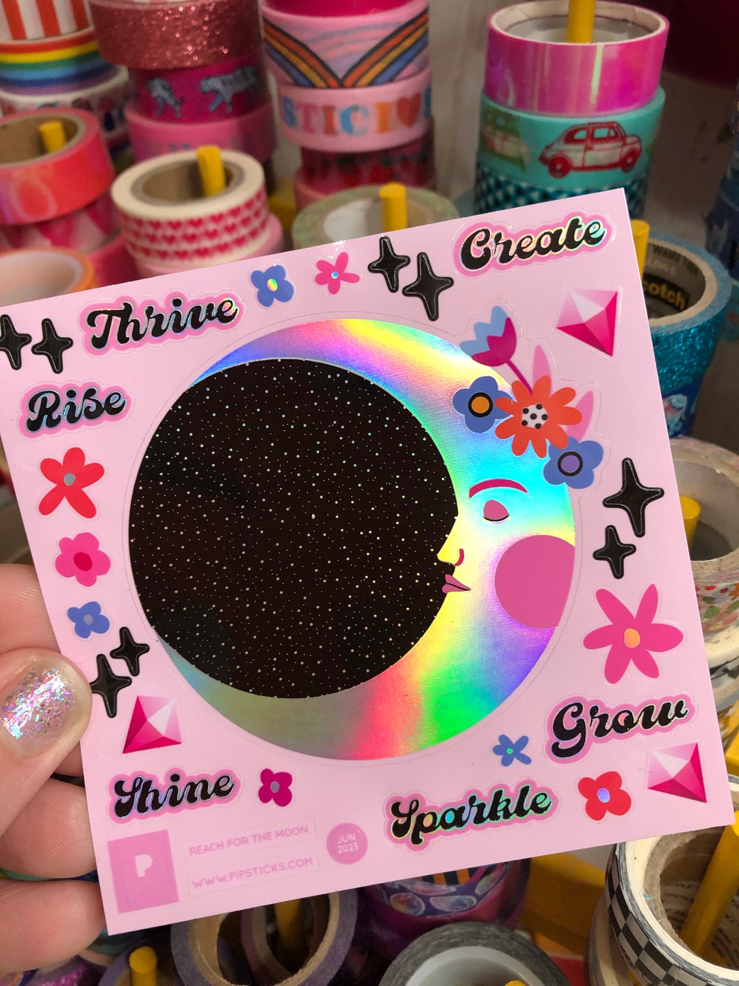 Holographic Crescent Moon Stickers - Etsy