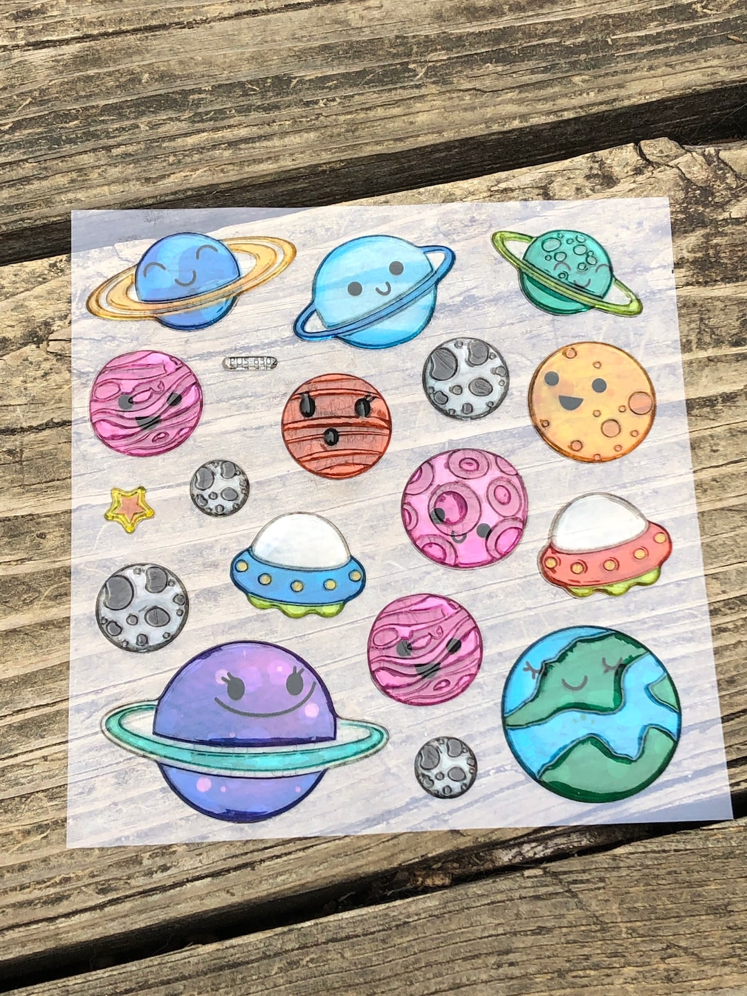 Kawaii Planet Space Stickers Sheet Textured Thick - Etsy