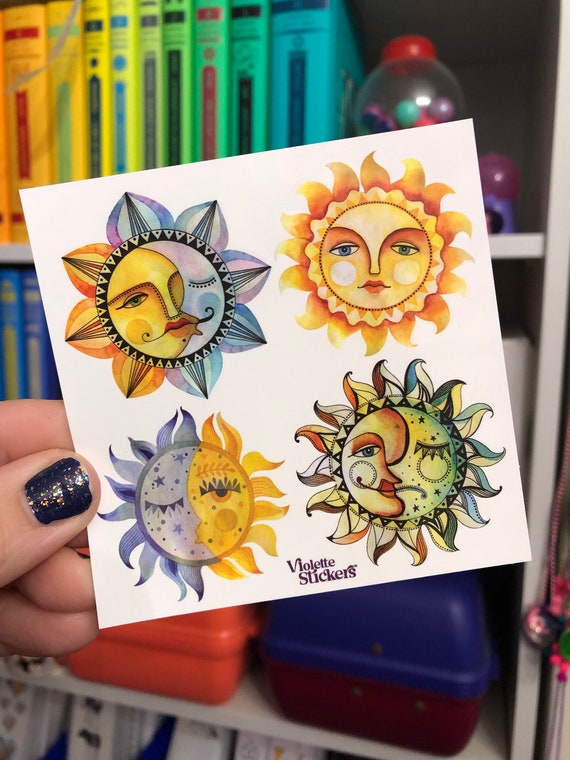 Sun and Moon Celestial Stickers Sheet | Etsy
