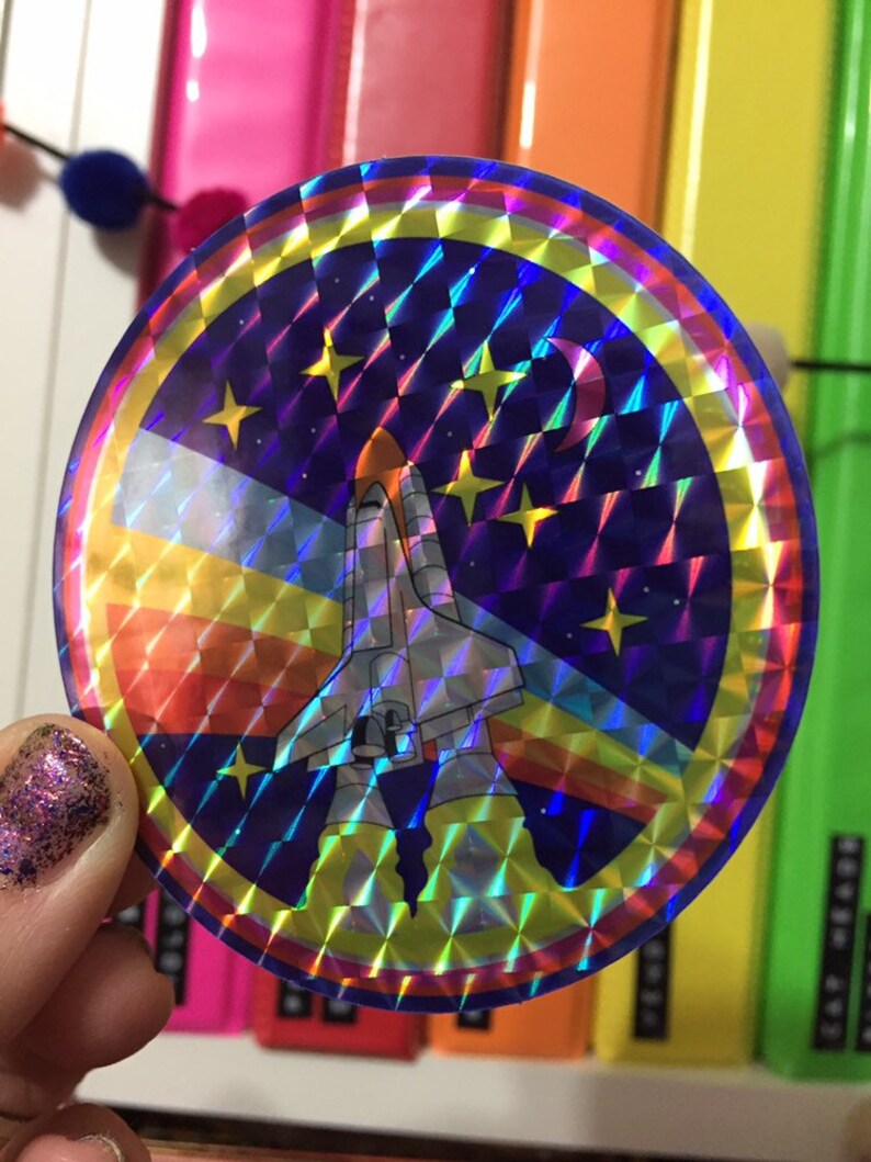 Prismatic Rainbow Space Shuttle Rocket Sticker Sparkle Retro | Etsy