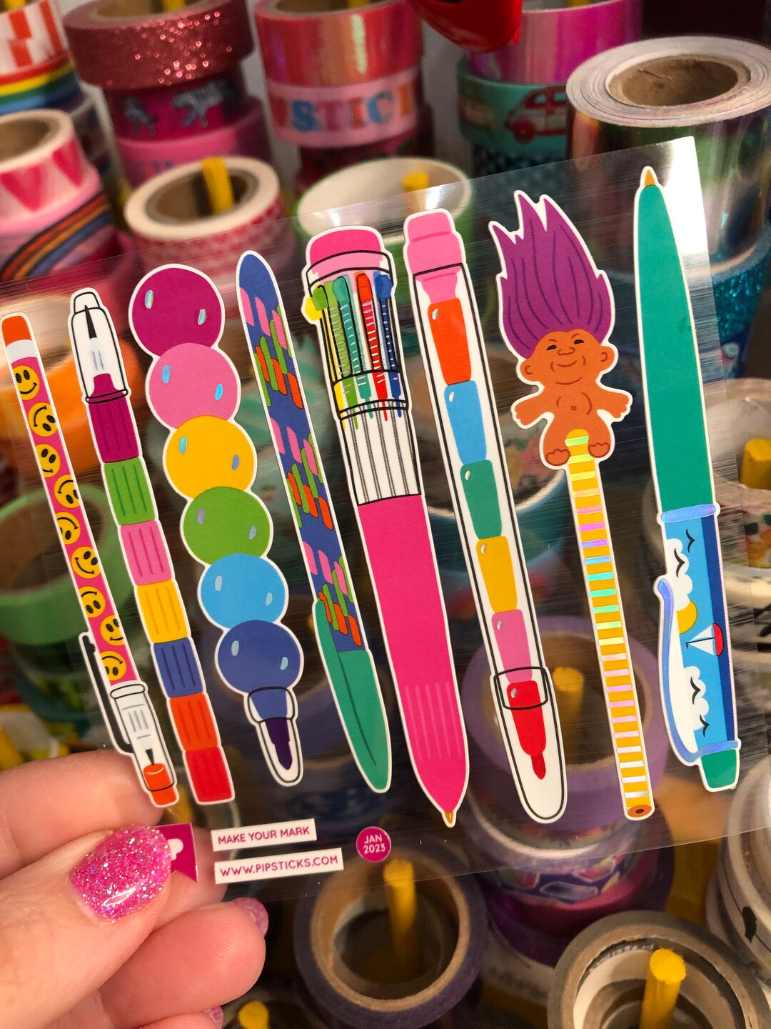 Sheet of Retro Ink Pen Stickers - Etsy