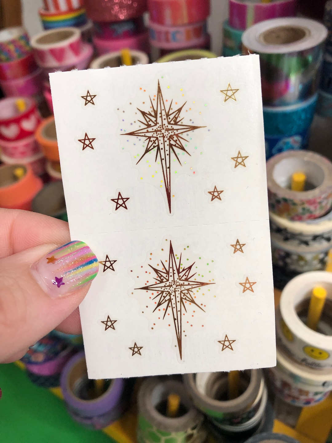 Sparkly Gold Star of Bethlehem Stickers - Etsy