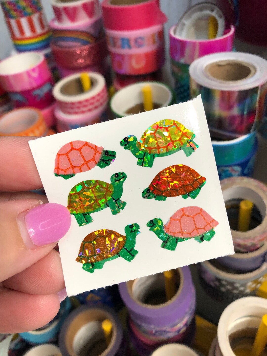 Vintage Colorful Prismatic Sparkle Turtle Tortoise Stickers - Etsy