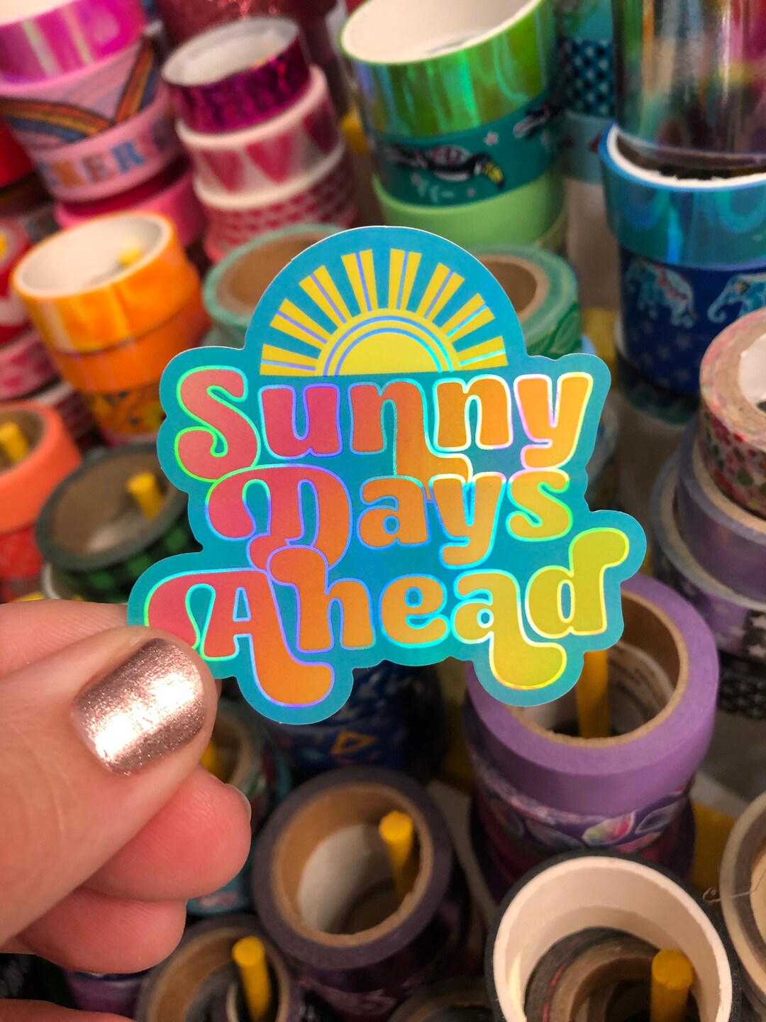 Rainbow Holographic Sunny Days Sticker - Etsy