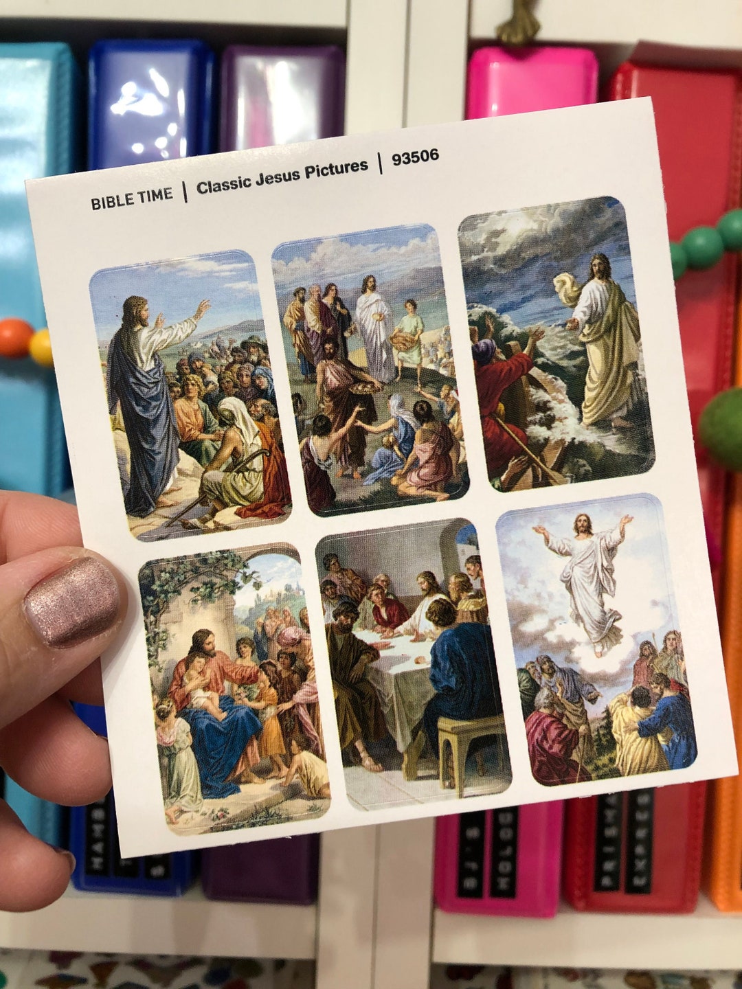 Classic Jesus Stickers Sheet Teaching Walking on Water Blessing Last ...