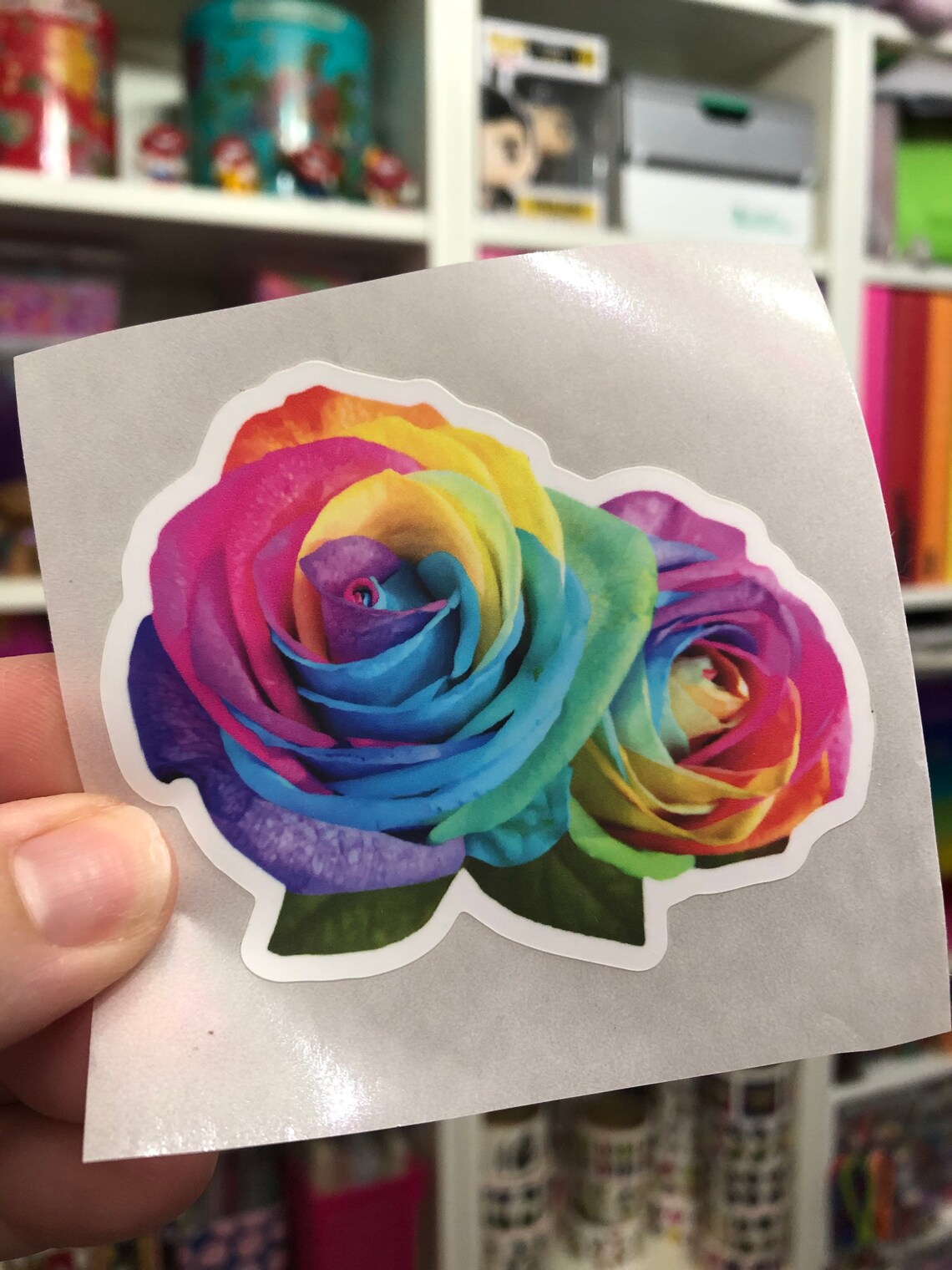 Rainbow Rose Sticker Realistic Vsco Water Bottle Decal - Etsy