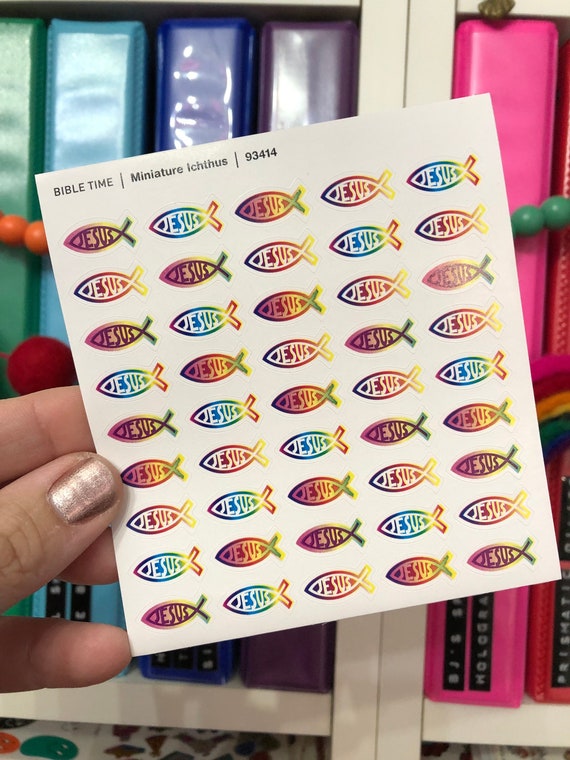 Small Mini Rainbow Jesus Fish Ichthus Stickers Sheet | Etsy