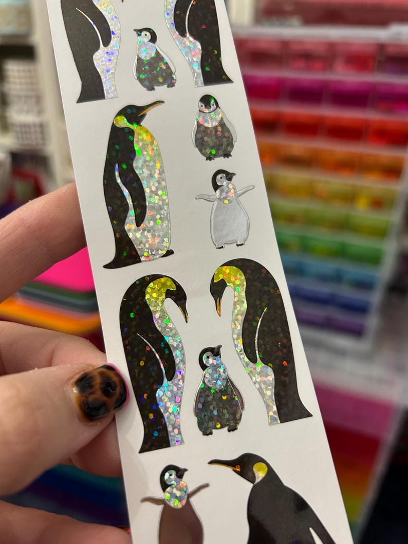 Sparkle Glitter Rainbow Penguin and Baby Stickers - Etsy