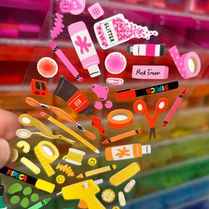 Sheet of Rainbow Retro Craft Supplies Stickers - Etsy