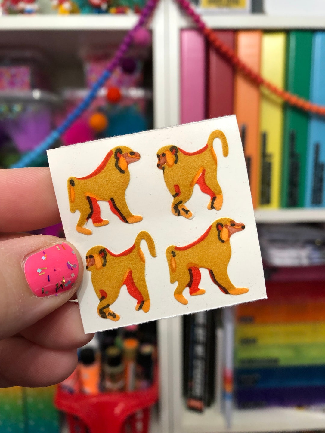 Vintage Fuzzy Baboon Monkey Stickers Great 7 Seven - Etsy