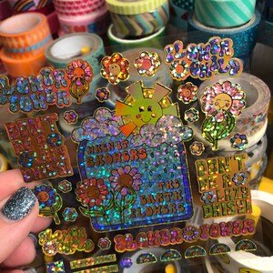 Sparkle Retro Groovy Flower Power Stickers - Etsy