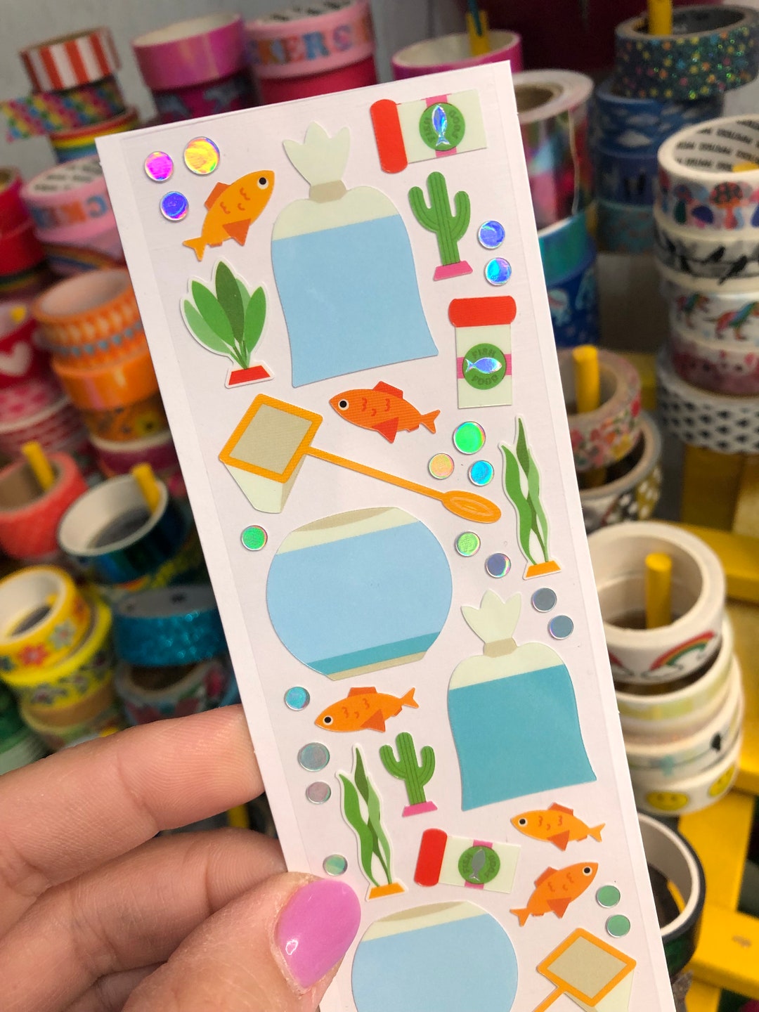 Strip of DIY Goldfish Bowl Stickers - Etsy