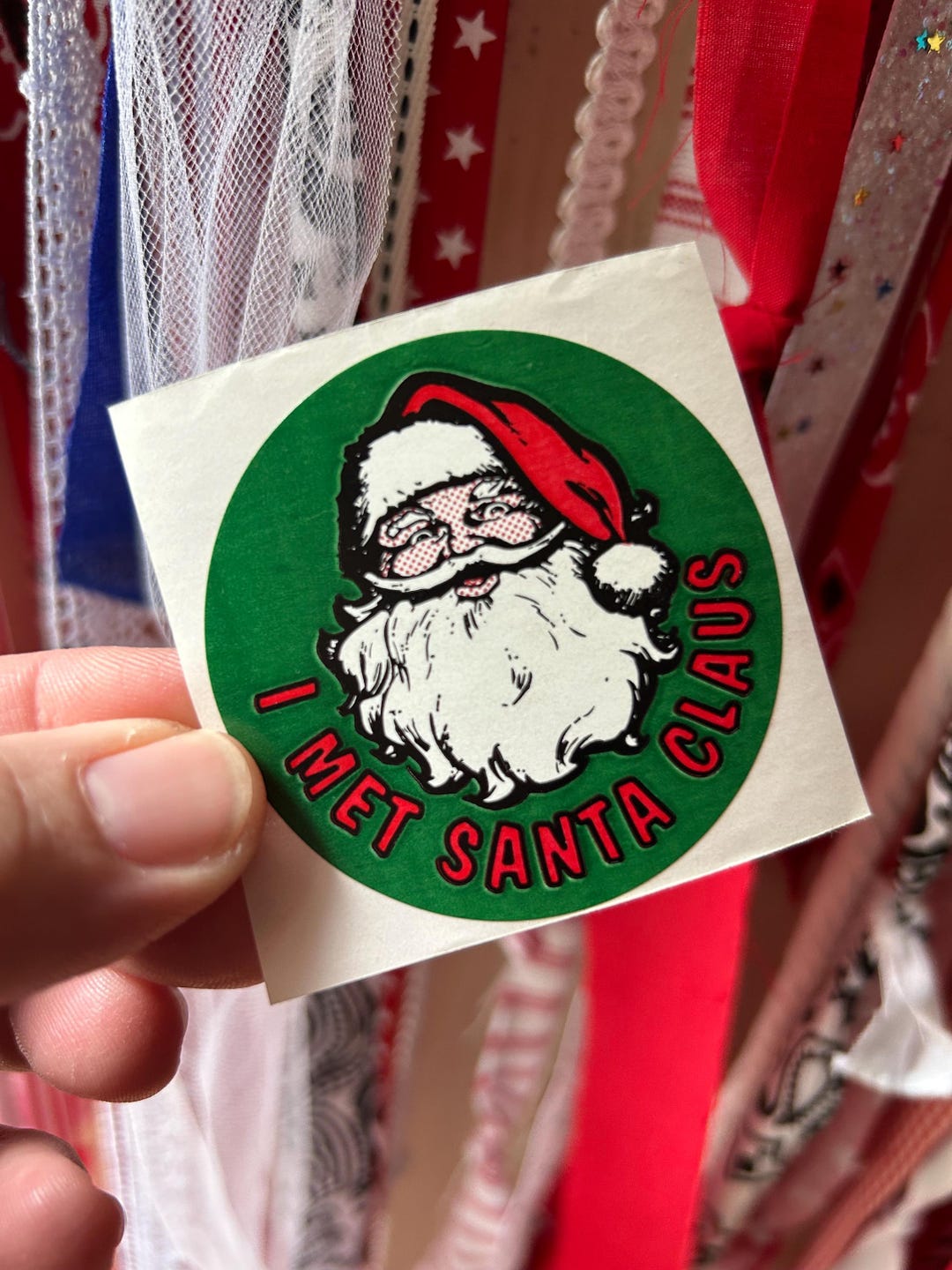 Vintage Santa Claus Sticker - I Met Santa - Etsy