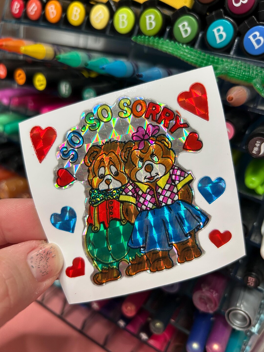 Vintage Prismatic Teddy Bear so so Sorry Stickers - Sparkle Prism - Etsy