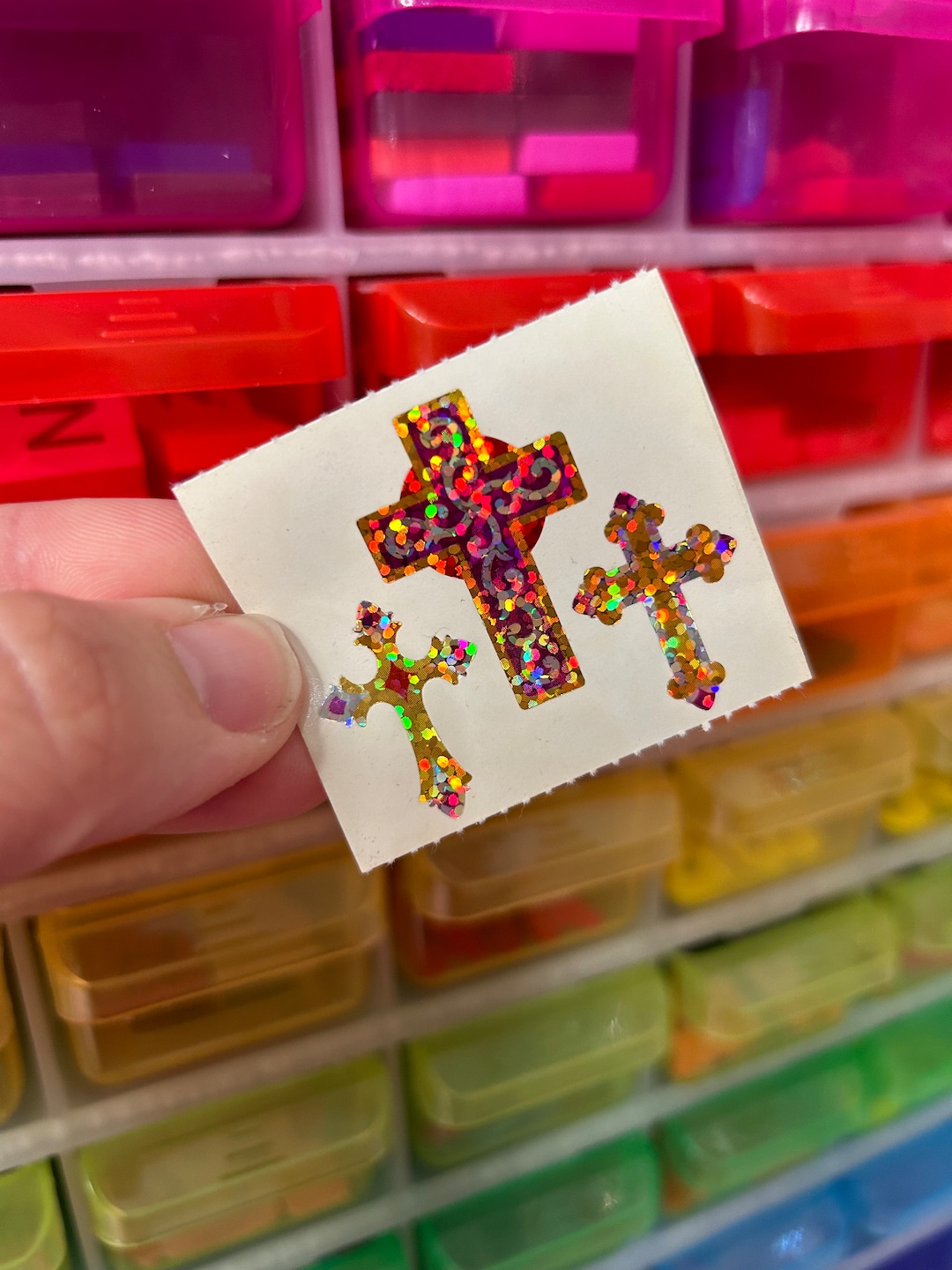 Vintage Hambly Sparkle Prismatic Cross Stickers - Etsy