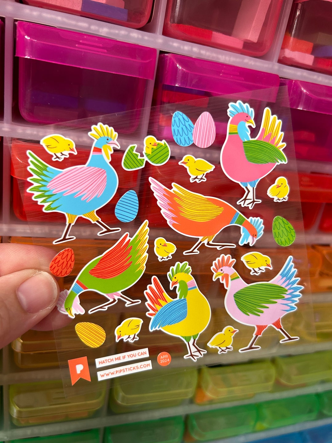 Colorful Rainbow Chicken Hen Chick Stickers - Etsy