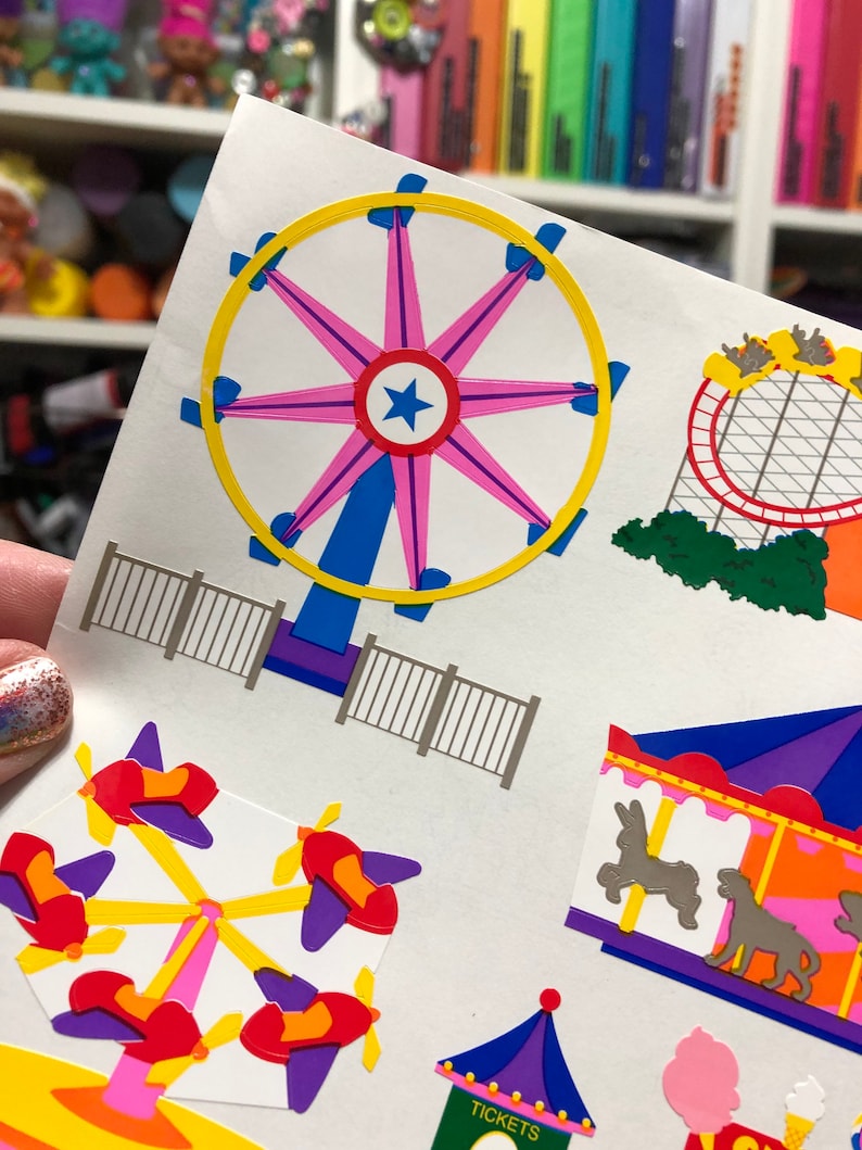 Big Sheet of Vintage Carnival Rides Stickers Roller Coaster | Etsy