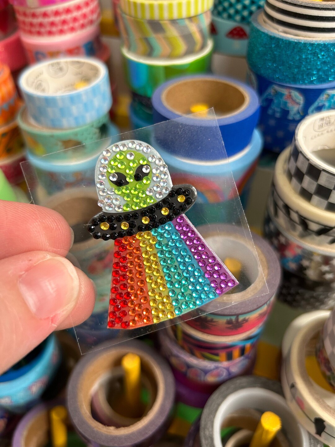 Alien Rainbow UFO Spaceship Sparkle Jewel Textured Rhinestone Gem ...