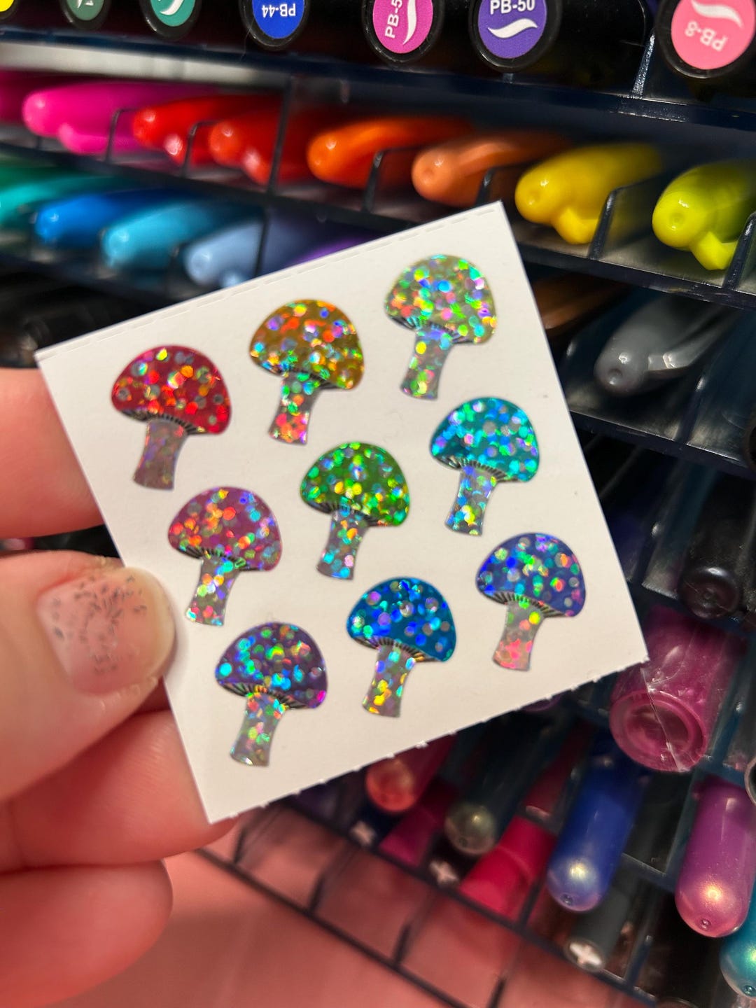 Sparkle Prismatic Glitter Groovy Rainbow Mushroom Stickers - Etsy
