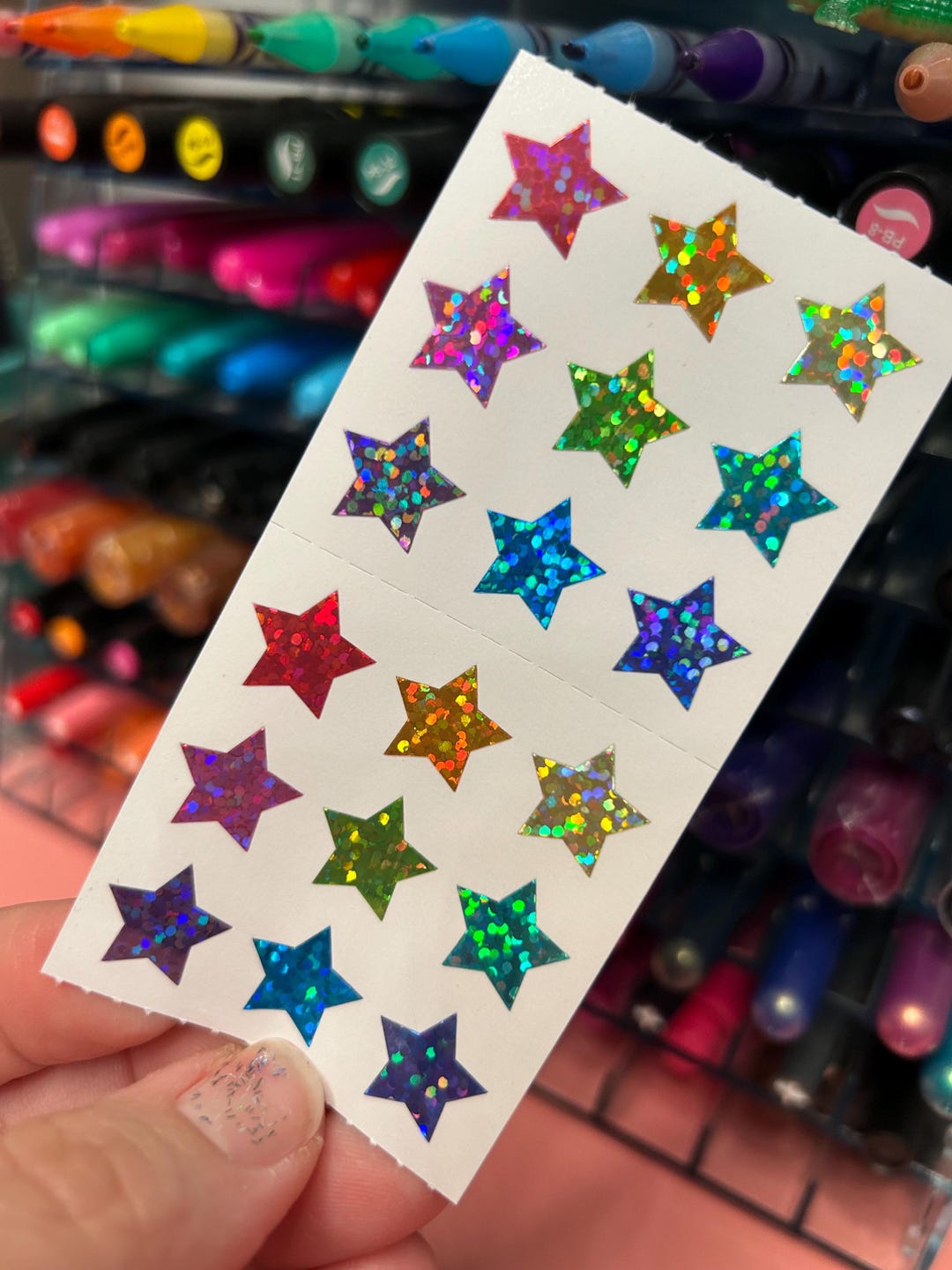 Sparkle Prismatic Glitter Rainbow Star Stickers - Etsy