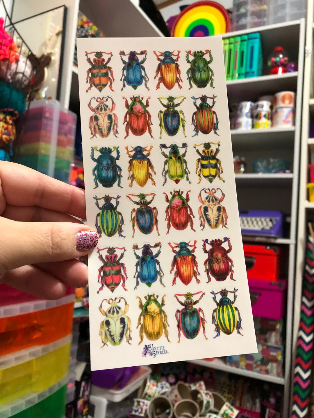 Rainbow Beetle Bug Stickers Sheet - Etsy